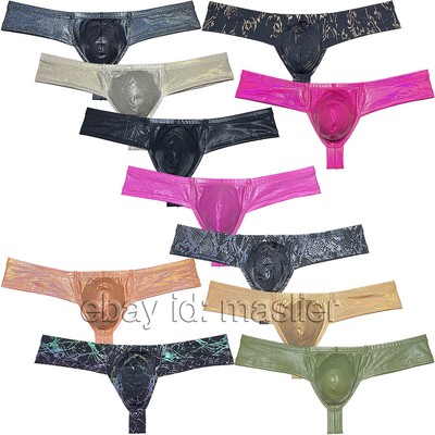 Men's Leather Like Posing Bikini Underwear Boxer Briefs Hipster Swim ...