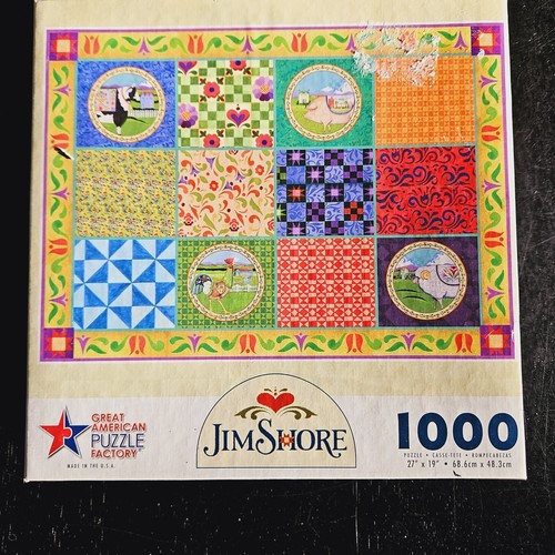 Jim Shore Farm Animals Quilt 1000 Pc Jigsaw Puzzle Pig Cow Ram Rooster ...