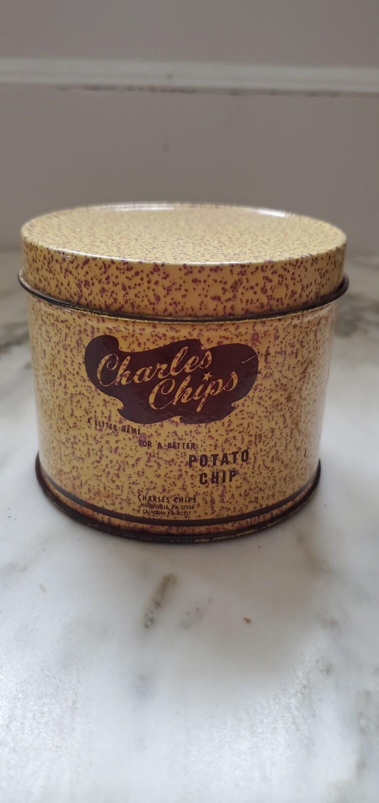 Charles Chip Salesman Sample Mini Potato Chip Tin CANDY Tin Box Can ...