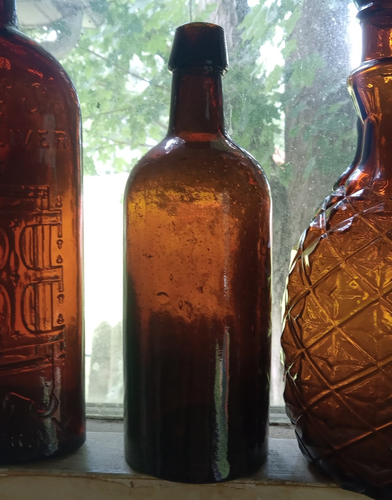 1860s STODDARD AMBER CYLINDER INK BOTTLE CRUDE APPLIED LIP NEW ENGLAND ...