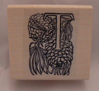 Monogram Letter T decorative pine-cones rubber stamp WM P41 | eBay