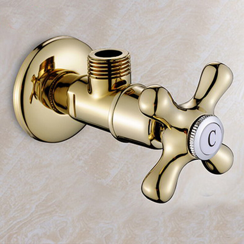 Polished Gold Brass 1Pcs Bathroom Angle Stop Valve 1/2" Male x 1/2 ...