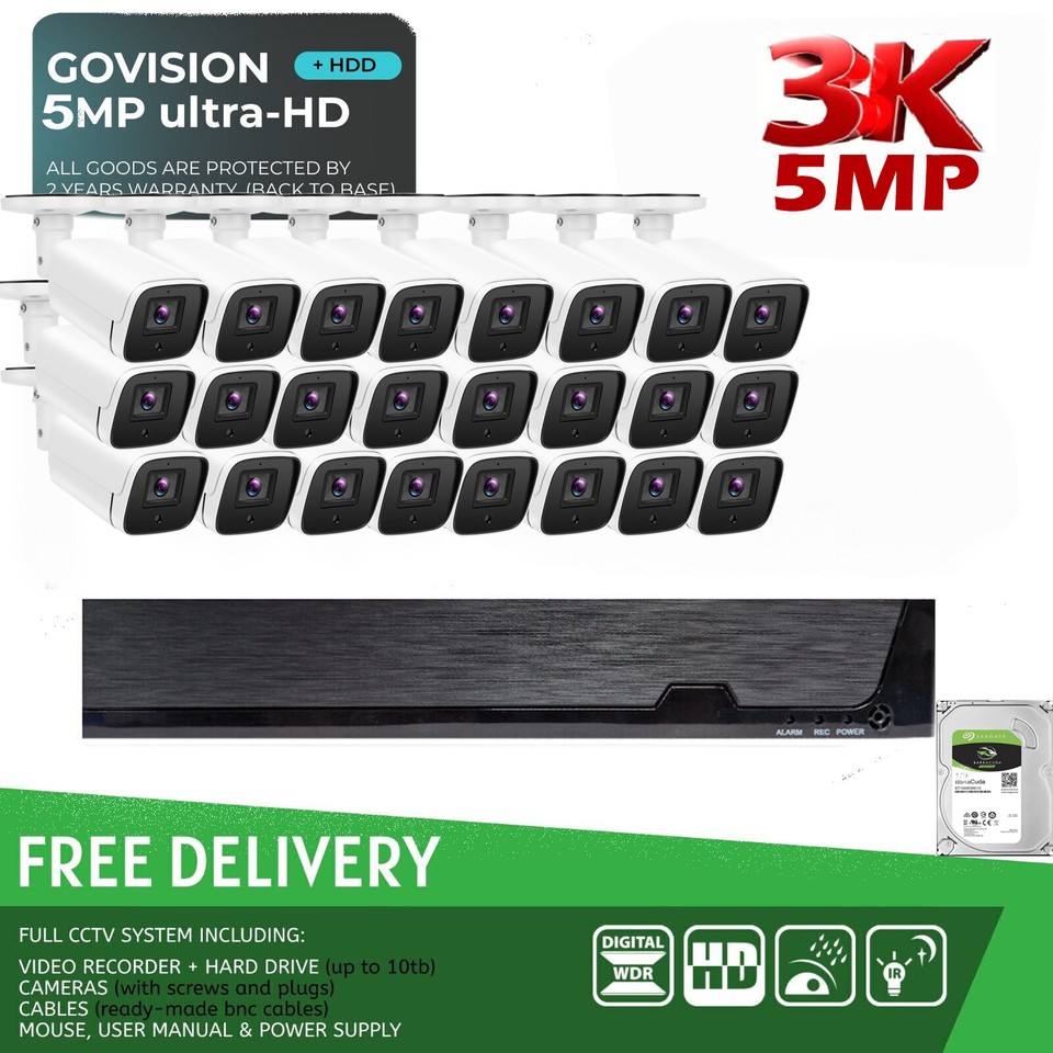 Smart 32CH 5MP 3K Full HD Camera Outdoor Night Vision CCTV Security ...