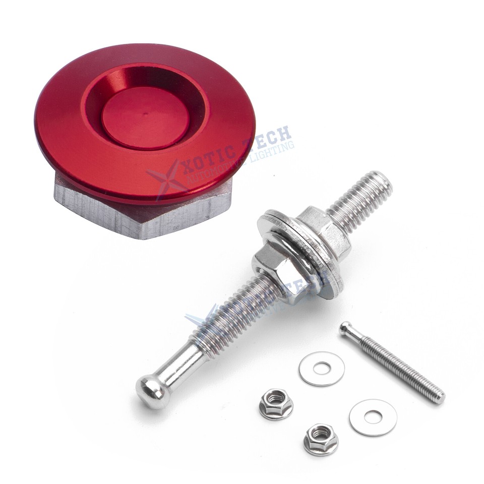 2X Red Push Button Quick Release Hood Bonnet Pins Lock Clip Car Bumper ...