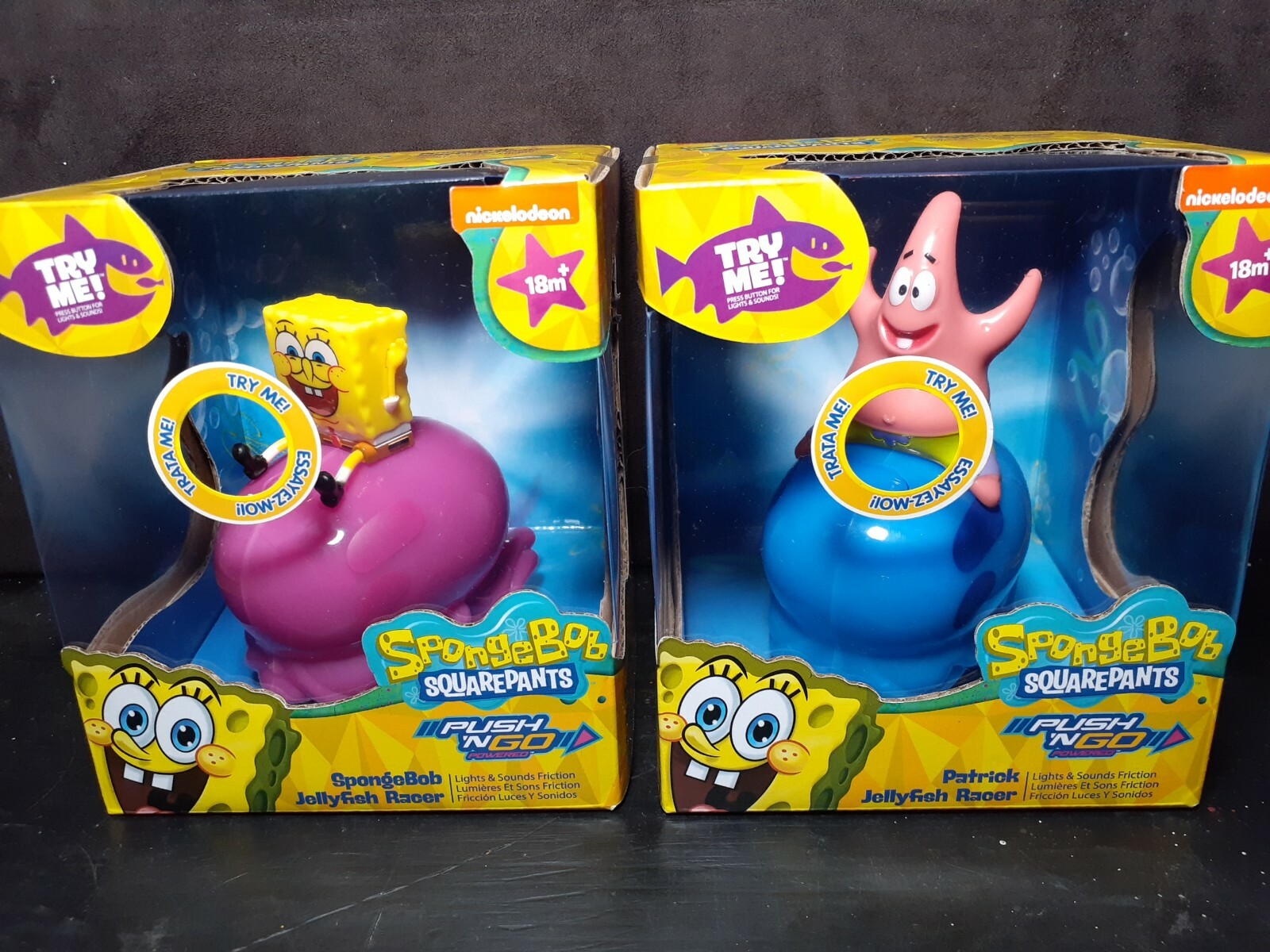 Spongebob Squarepants & Patrick PUSH N GO Jellyfish Racers Lot of 2 ...