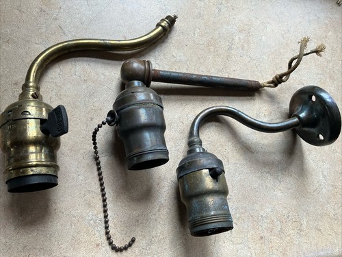 3- Antique Vintage Monowatt Bryant GE Light Lamp Arm Socket Brass ...