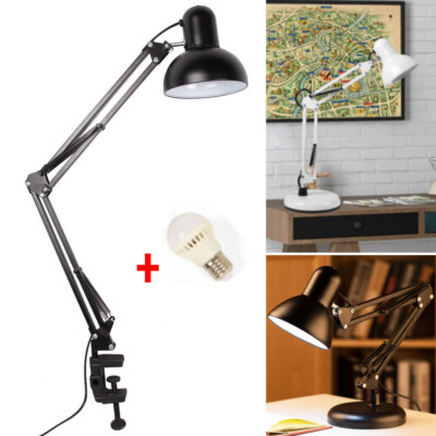 Long Arm Desk Lamp Work Reading Adjustable Folding Clip-on LED Table ...
