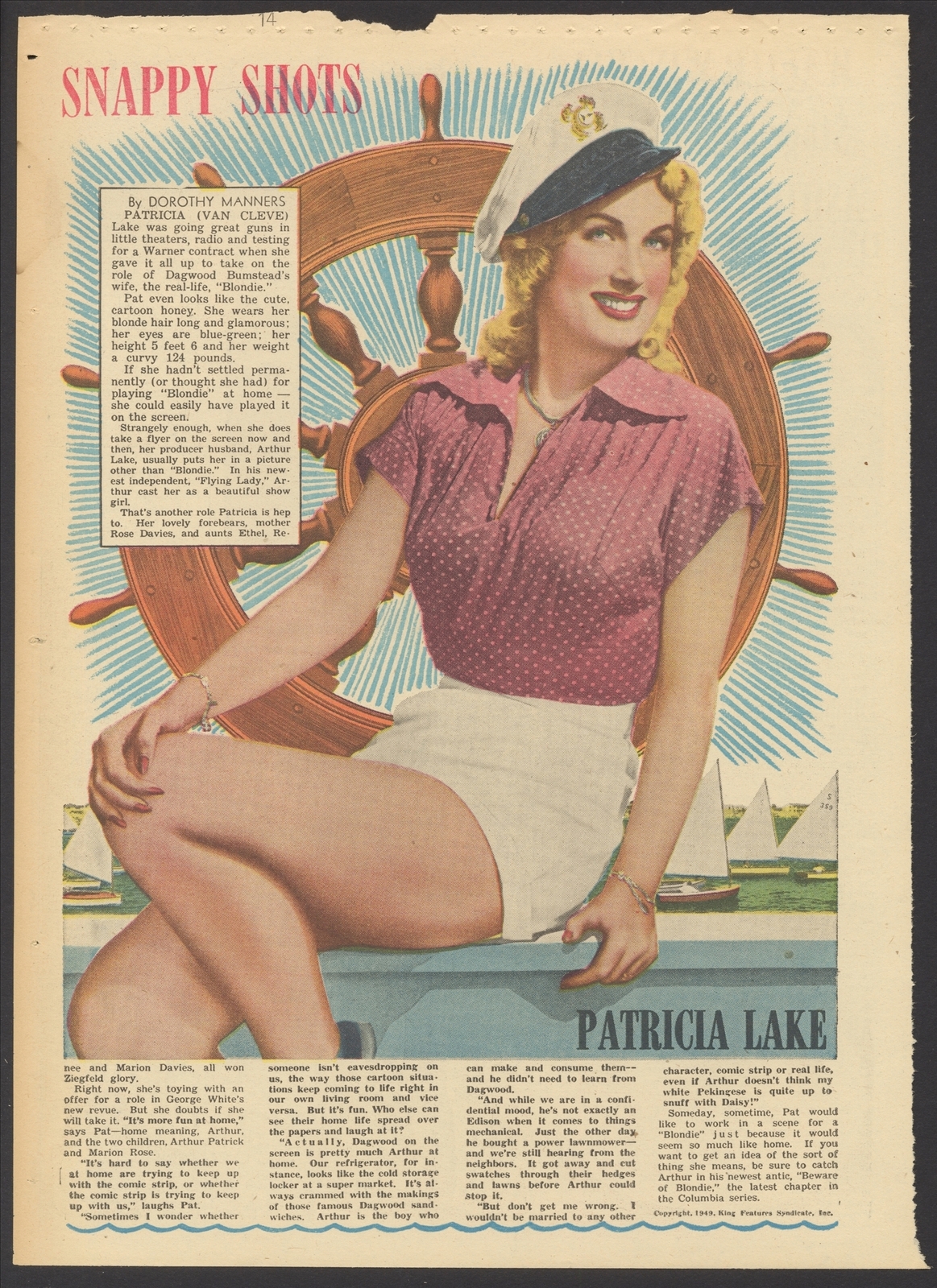 1949 - PATRICIA LAKE - Snappy Shots by Dorothy Manners | eBay