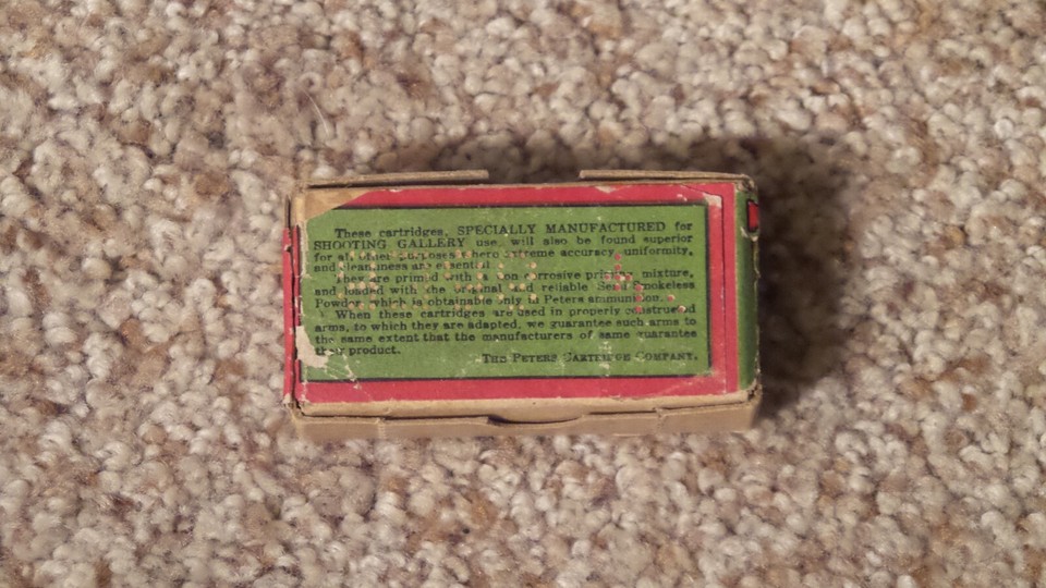 Vintage Peters .22 Short Rim Fire 2-Piece Ammo Shell Box Empty ~RARE ...