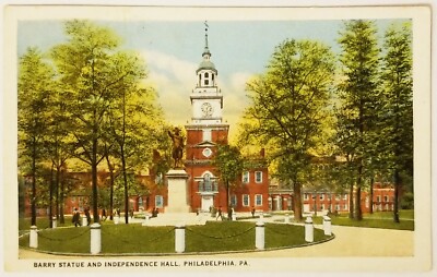 Barry Statue and Independence Hall Philadelphia Pennsylvania Postcard ...