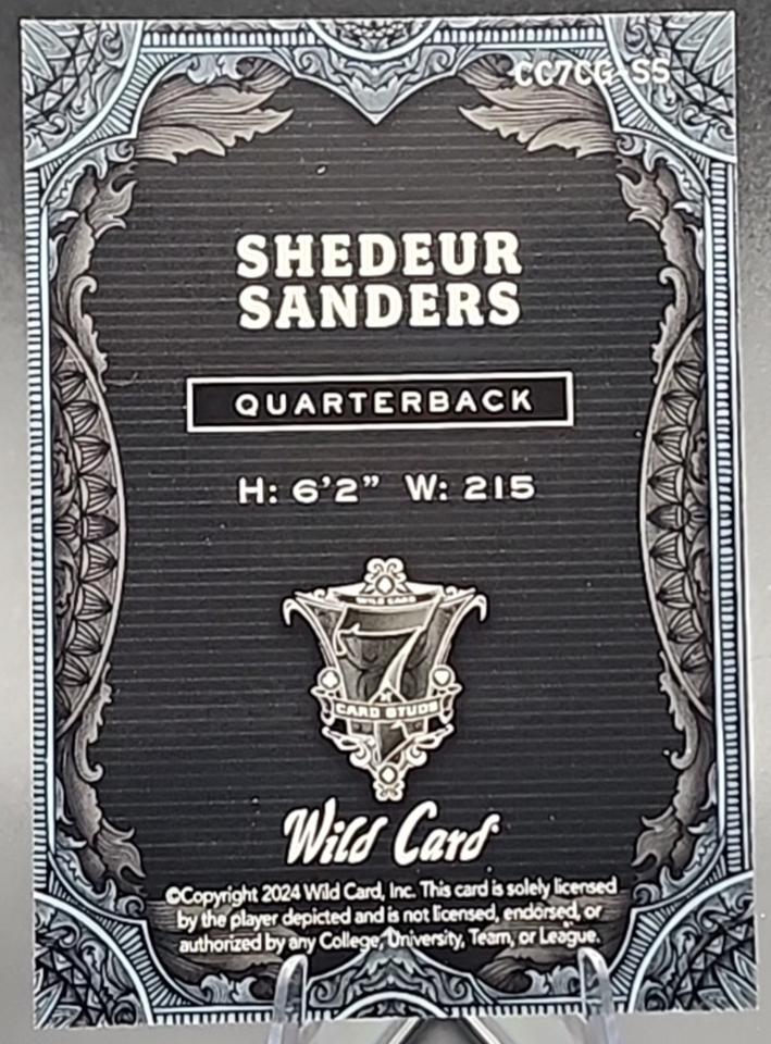 Shedeur Sanders /6 2024 Wild Card 7 Card Studs PRC Rookie Purple ...