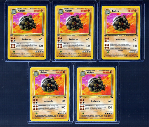Pokemon GOLEM LOT OF 5 1ST EDITION 36/62 Fossil Base Set Appear Never ...