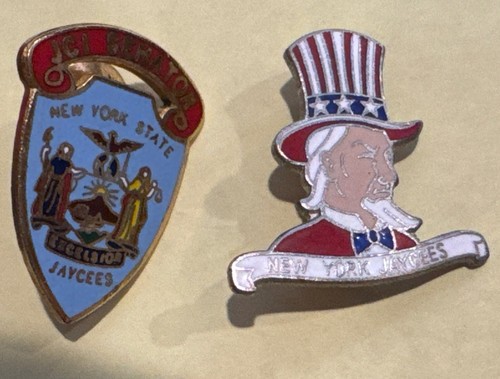 2 Vtg New York Jaycees Uncle Sam senator shield Enamel Lapel Brooch Pin ...