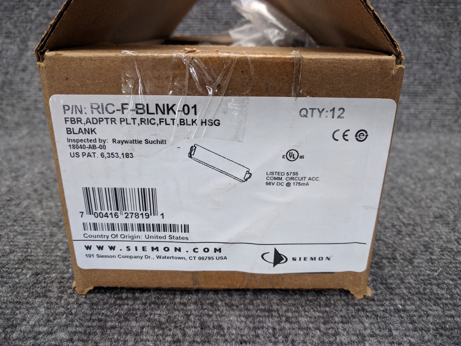 Siemon RIC-F-BLNK-01 (12 Pack) FIBER ADAPTER PLATE, BLANK, BLACK | eBay