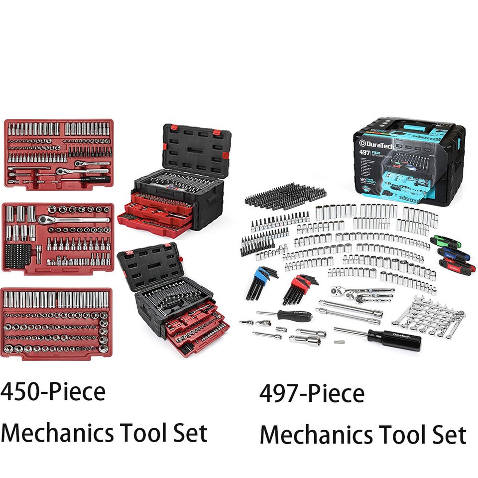 450-Piece/497-Piece Mechanics Tool Set Professional Tool Kit Automotive ...