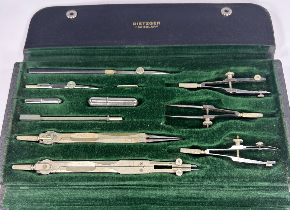 VTG 1950's Dietzgen Precision Drawing 11 Piece Instruments Drafting Set ...