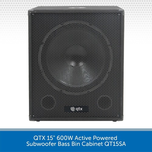 QTX 15" 600W Active Powered Subwoofer Bass Bin Cabinet DJ Disco Club ...