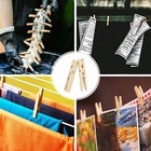 Wooden Clothes Pegs Clips Pine Washing Line Airer Dry Line Wood Peg ...