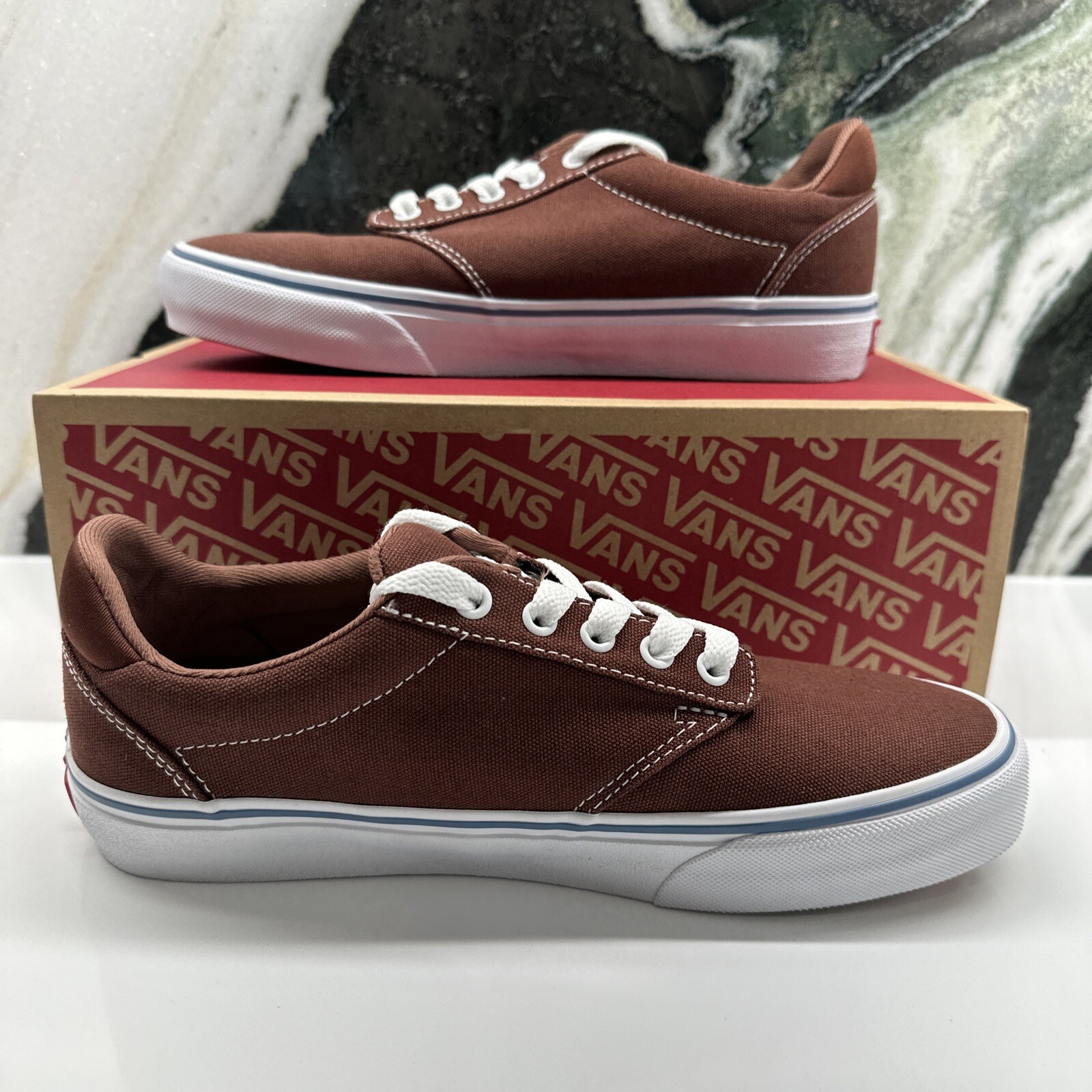 VANS Mens Atwood Deluxe Canvas Root beer Brown Sneakers Size 8.5 NEW W ...