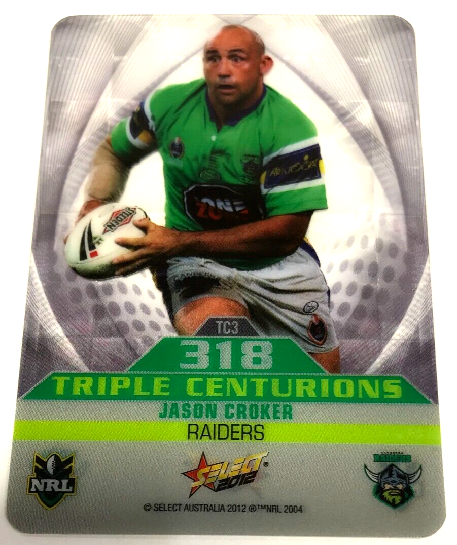 2012 NRL CHAMPIONS TRIPLE CENTURIONS CHASE CARD TC3 JASON CROKER ...