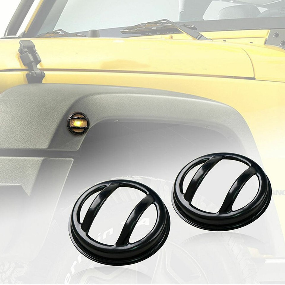 2pcs Fender Side Marker Light Lamp Guard Cover Euro For 2007-18 Jeep ...