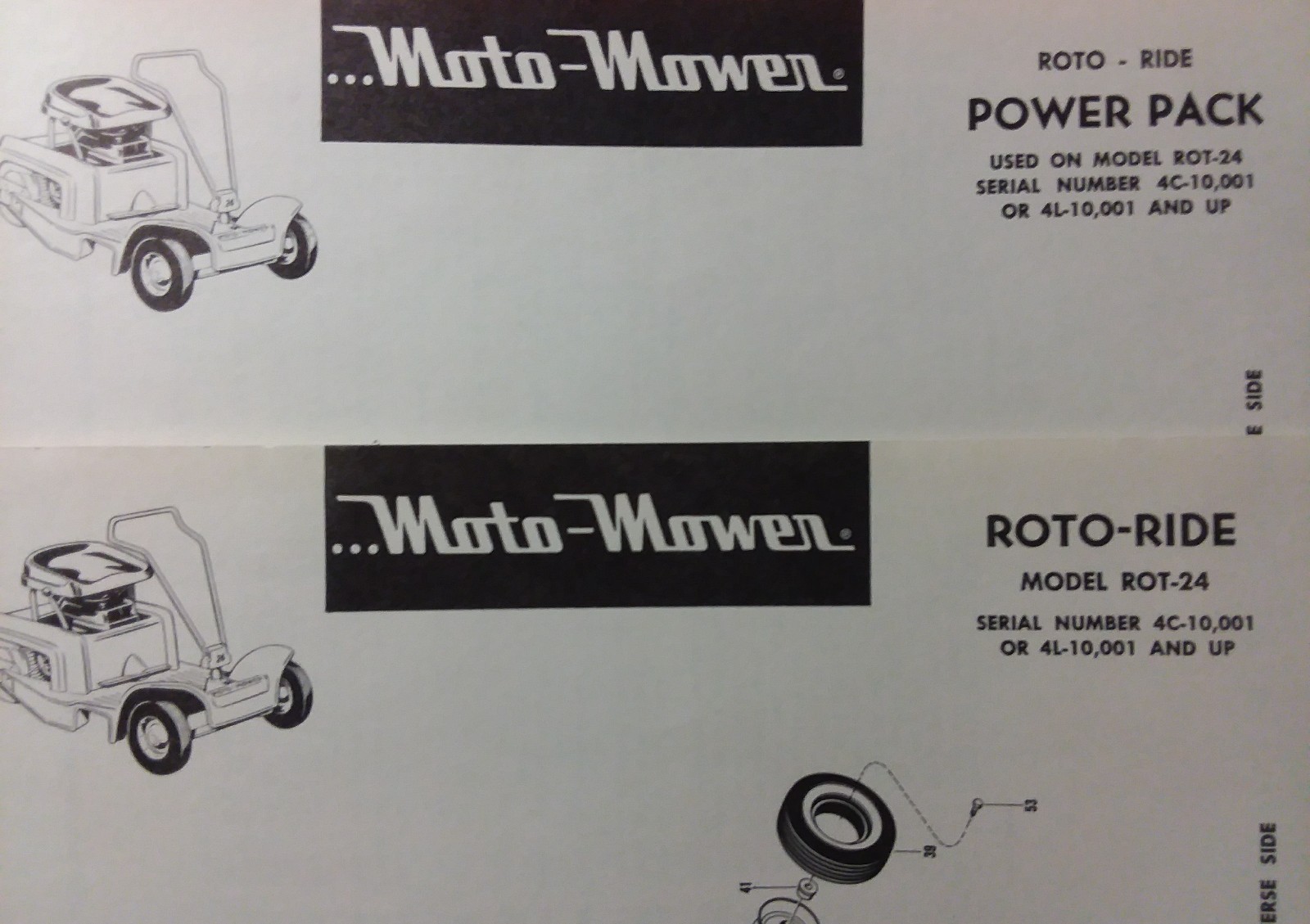 Moto-Mower Roto-Ride ROT-24 Lawn Riding Tractor Owner & Parts (2 Manual ...