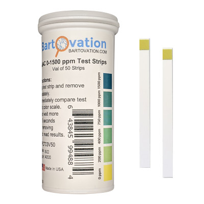 Quaternary Ammonium (QAC, Multi Quat) Test Strips 0-1500 ppm [Vial of ...