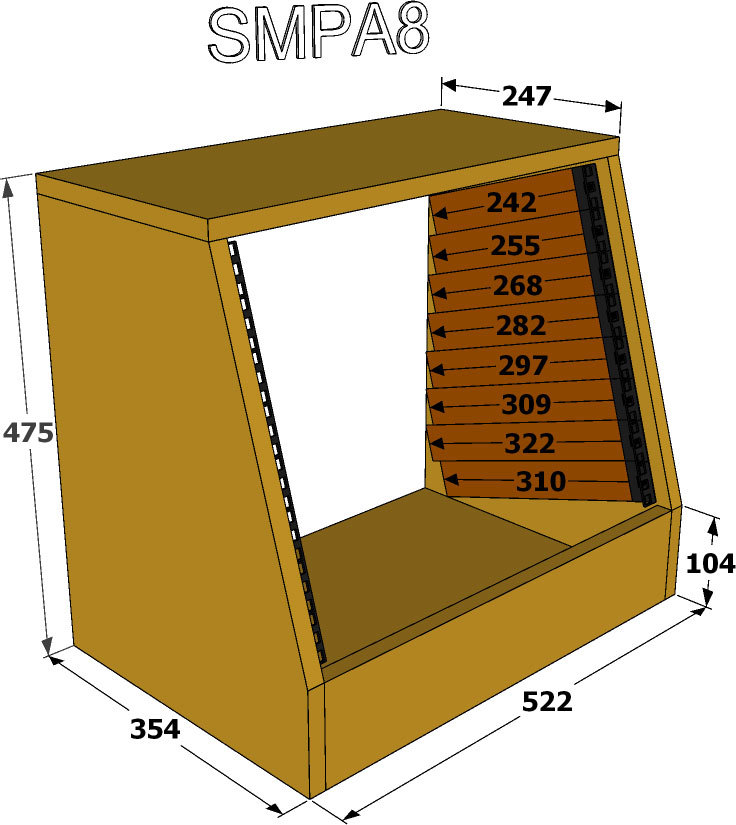 8u 19 inch Angled Desktop Rack Pod - Recording Radio Studio Furniture ...