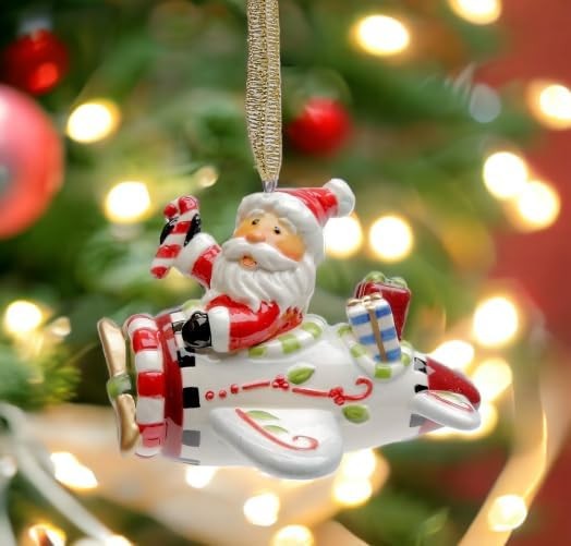 Cosmos Gifts 10648 Santa with Airplane Ornament, 2-1/4-Inch ...