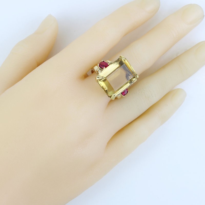 Vintage 13k Yellow Gold Citrine and Ruby Anniversary / Cocktail ...