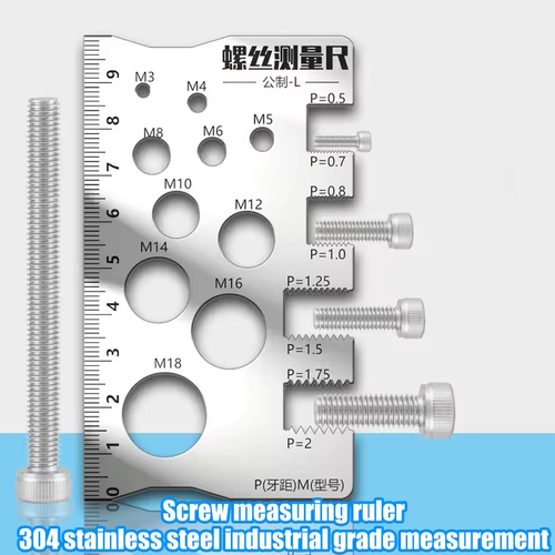 Screw Thread Pitch Gauge Ruler Bolt Size Gauge for Measuring Bolt Nut ...