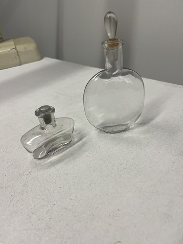 Vintage Glass Flask Antique Clear Flask Medicine Bottle Decanter With ...