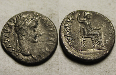 Rare Genuine Ancient Roman silver coin denarius Tiberius Livia 14-37 AD ...