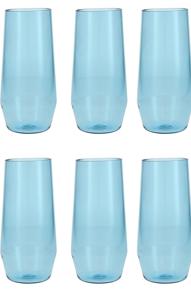 SOLE OUTDOOR HIGHBALL, BLUE ETHER Plastic Beverage Glass 18Oz - SET OF ...