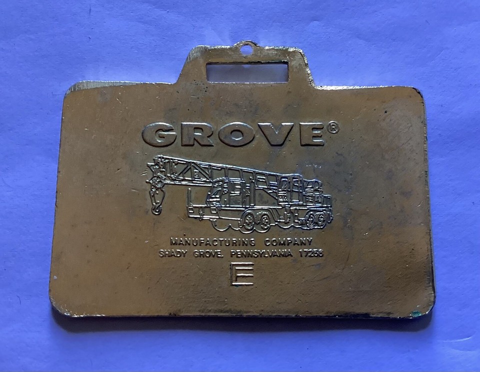 VTG Grove Manufacturing Company Tag Pendant/ Crane Tag Pendant ...