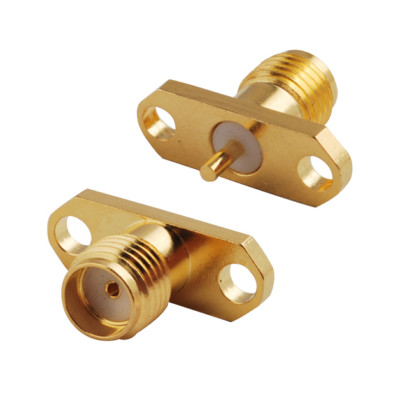 2-Pack SMA Female 2 Hole Flange Mount Stub Solder Terminal Coaxial ...