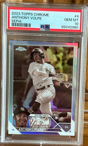 2023 Topps Chrome Anthony Volpe Sepia Refractor Rookie Card RC #4 PSA ...