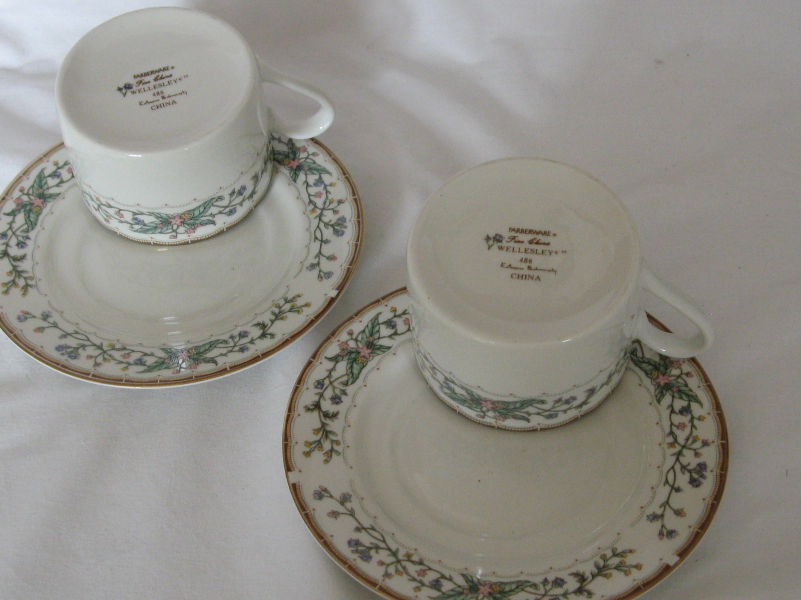 Farberware Wellesley Katherine Babanovsky 1996 2 Cups & Saucers ...