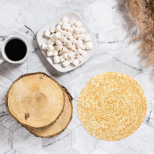 6 Pcs Woven Coaster Straw Home Table Decoration Outdoor Dining Coasters ...