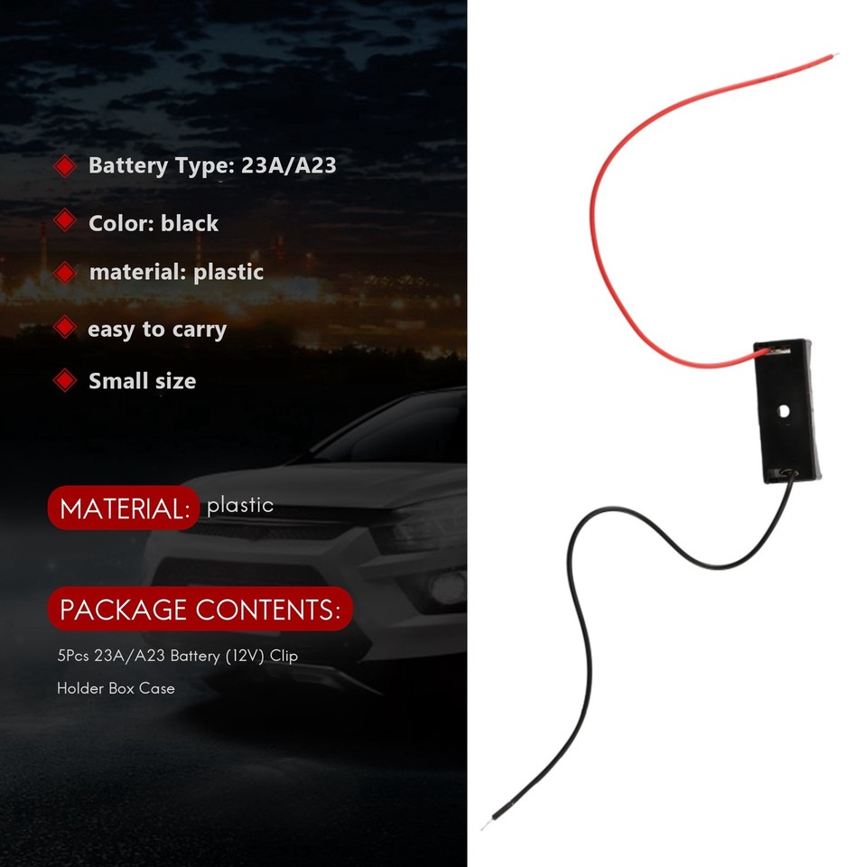 5Pcs 23A/A23 Battery (12V) Clip Holder Box Case Black K1A37116 ...