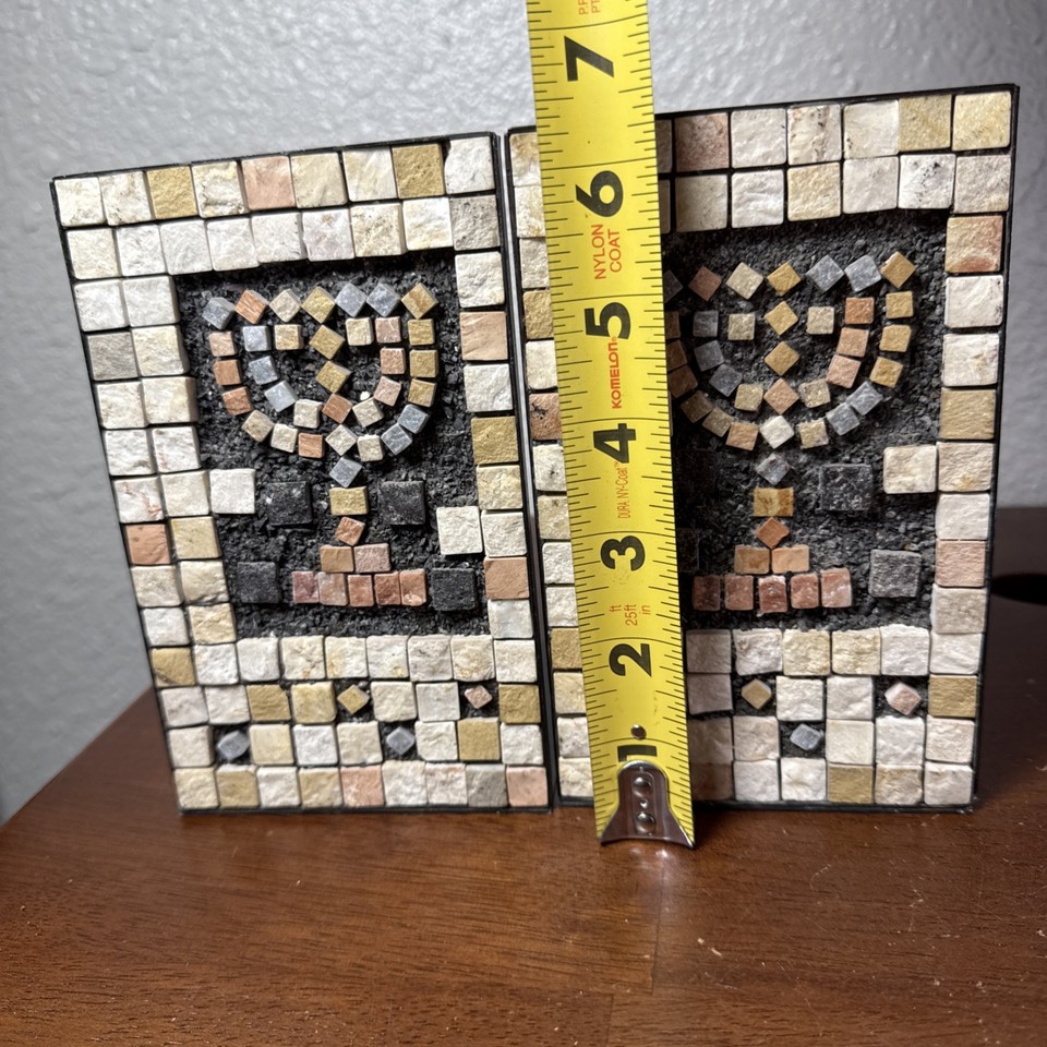 Eilon Mosaics Israel Menorah Bookends Set Handmade Israeli Jerusalem ...