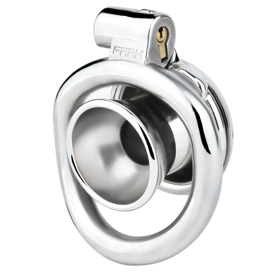 FRRK Flat Chastity Cage Inverted Metal Lock Device Negative For Man 45 ...