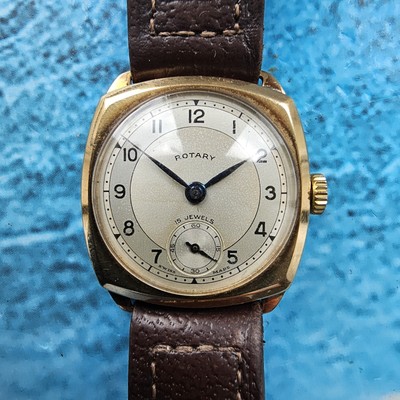 Vintage 9k Solid Gold Rotary Hand-Winding Men's Wristwatch Midsize 9ct ...