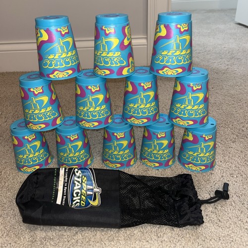 Speed Stacks 12 WSSA Stacking Cups Turquoise Psychedelic Design With ...