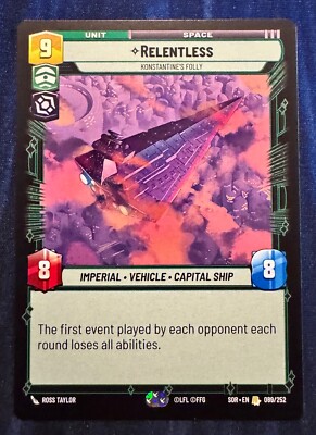 Star Wars Unlimited Spark of Rebellion Relentless Rare Card | eBay