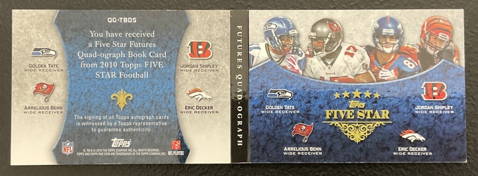 2010 Topps Five Star RC Booklet Auto Golden Tate Eric Decker Benn ...