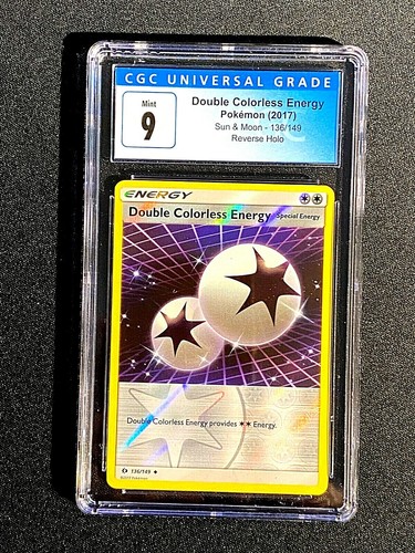 2017 DOUBLE COLORLESS ENERGY 136/149 CGC 9 MINT REVERSE HOLO SUN & MOON ...
