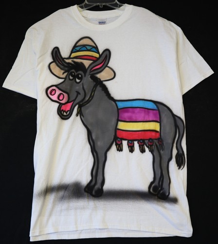 Mexican Burro Donkey Mule Wearing Sombrero Hand Drawn Graphic T-Shirt ...