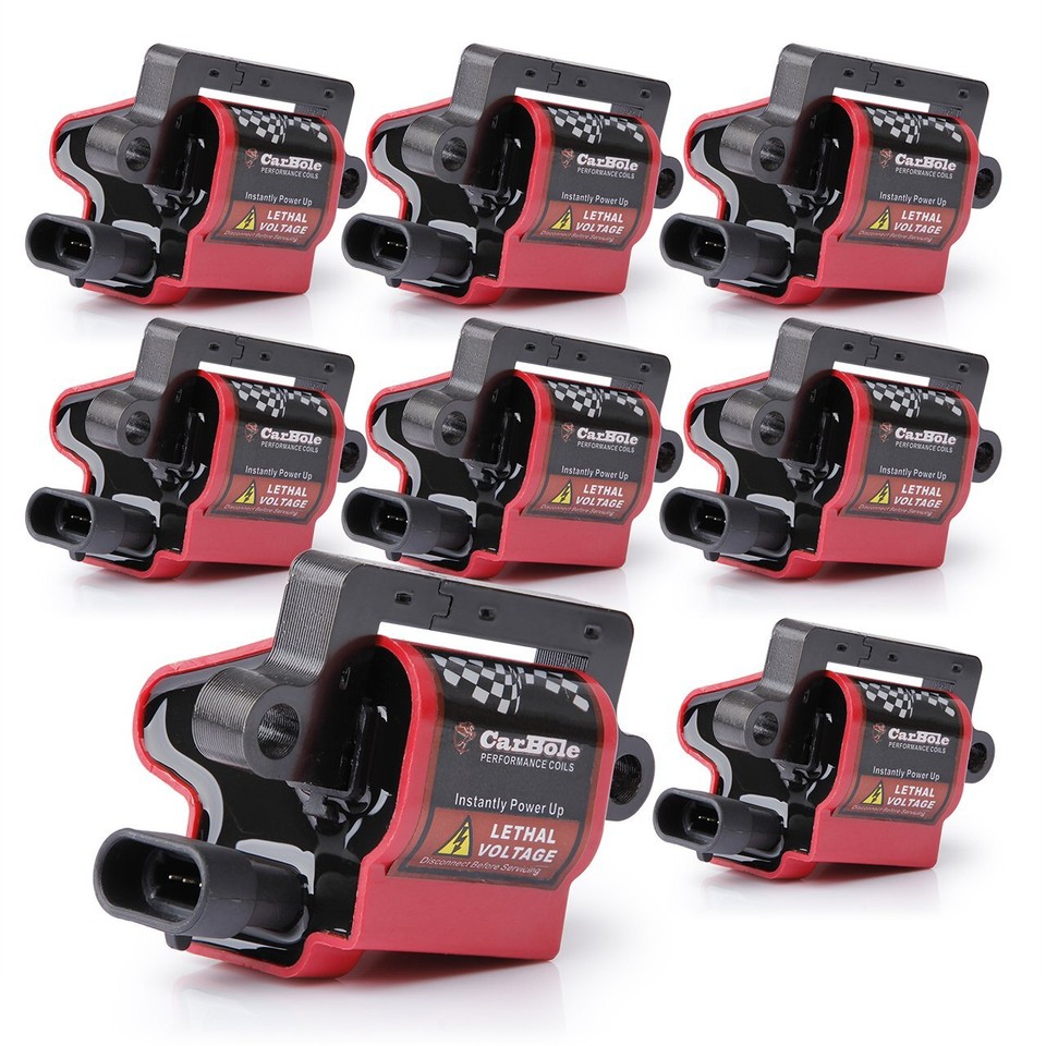 8 Spark Plugs & 8 Red Square Ignition Coils For Chevy for LS2 LS4 LS7 ...