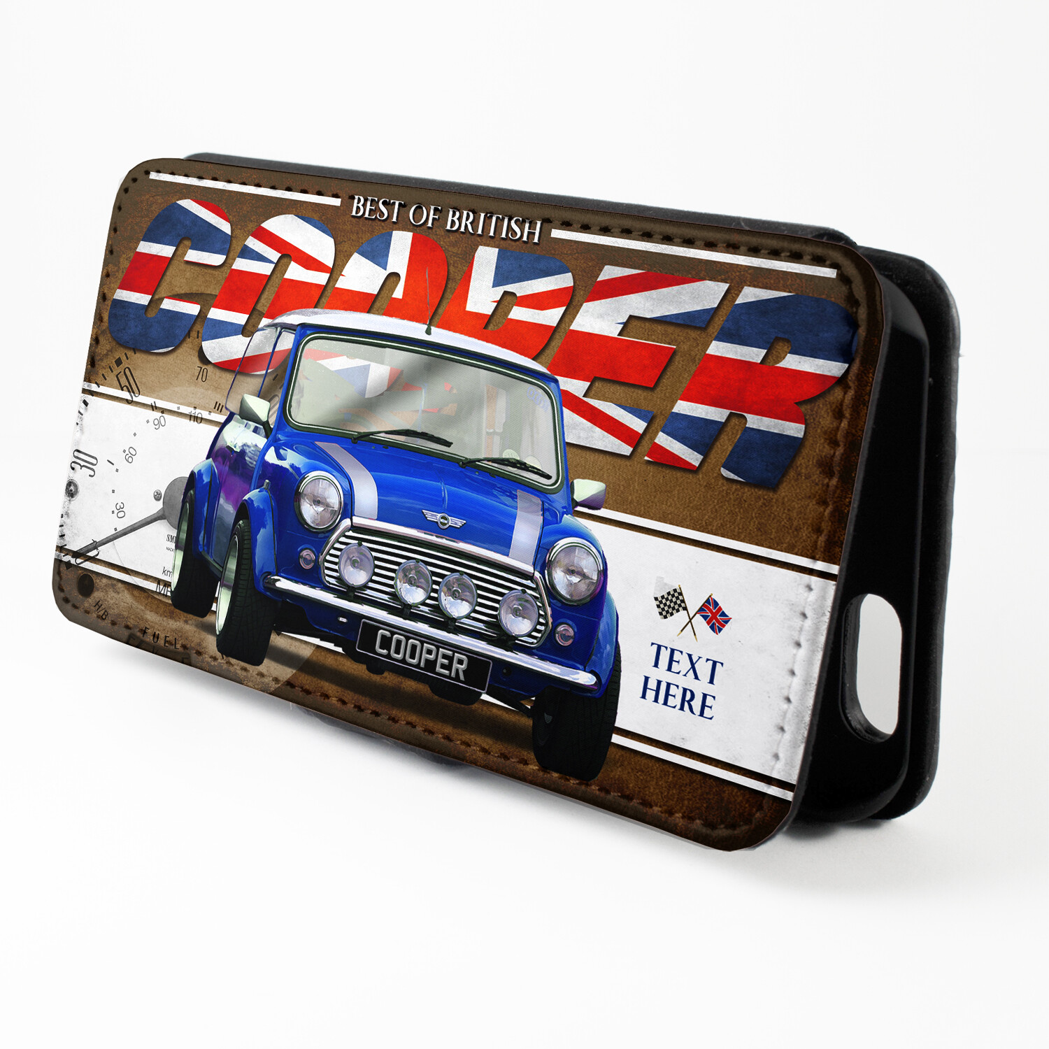 Personalised Mini Cooper Blue iPhone Case Classic Car Flip Phone Cover ...
